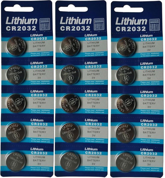 CR2032 Knoopcel Batterij 3V - Lithium Cell CR2032 - Horloge Batterij - 3X5=15 Batterijn | bol