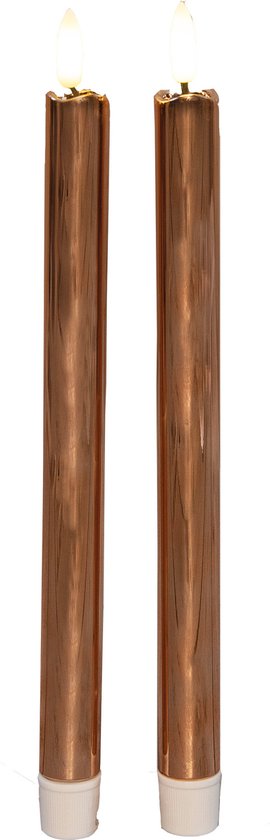 Anna's Collection LED dinerkaarsen - 2x st - koper glimmend - 25 cm ...