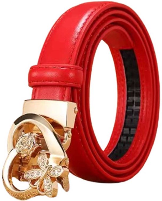 Love Design Vrouwenriem - Riem - Broekriem - Rood met Goud - Dames | bol