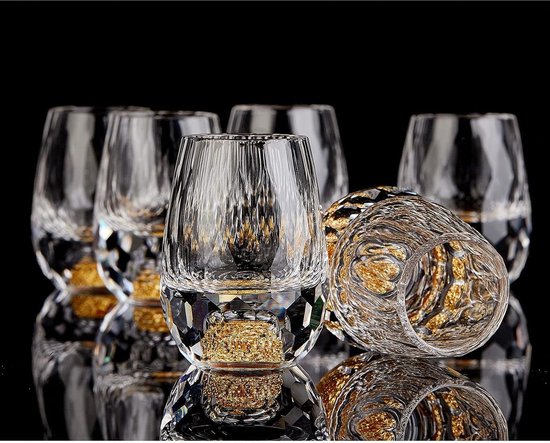 Crystal Shot Glass Set - Diamond Shot Glazen (425 g) - Versierd met 24K ...
