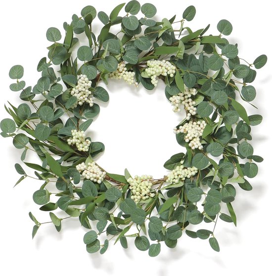 Kunststof Eucalyptus Krans - Zomer Krans 55 cm - Grote Groene Bladeren Krans -... | bol