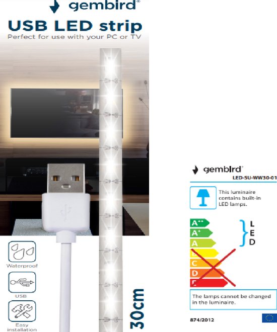 USB LED strip voor PC of TV - 30 cm LEDstrip - Warm Wit - Waterdicht | bol