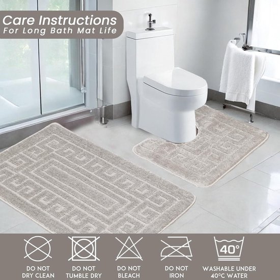 Anti-slip badmat in Griekse stijl - Set van 2 badmatten - Inclusief 1 ...