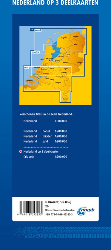 ANWB wegenkaart - Wegenkaart Nederland Set Noord-Midden-Zuid, ANWB ...