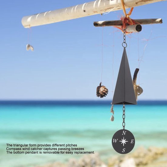 North Country Iron Triangle Wind Bell Chimes - Met Kompass - Buiten ...