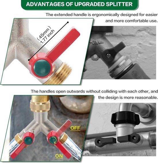 Y-verdeler 2-weg 3/4 inch waterverdeler - Messing Y-splitter - Tuinslangadapter -... | bol