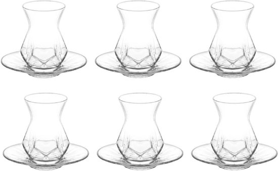 NORDIC SCHILLER Turkse theeglazen, 165 ml, 12-delige set (6 personen ...