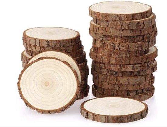 30 stuks houten schijven, houten blokschijven, 7-8 cm, houten schijven ...