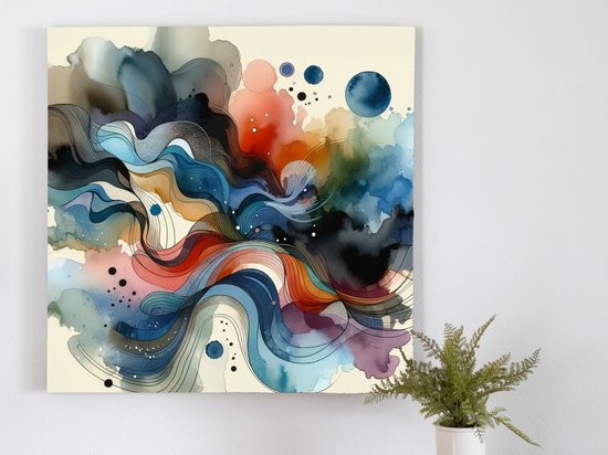 Modern aquarel schilderij | Multidimensionaal meesterwerk: Sprankelende ...