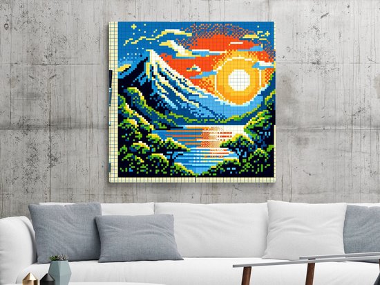 Pixel art relief schilderij | Pixellandscapes: een levendig reliëf van ...
