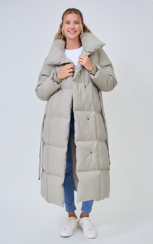 Winterjas Champagne Puffer - Lange Gewatteerde Dames Jassen - Hoge ...