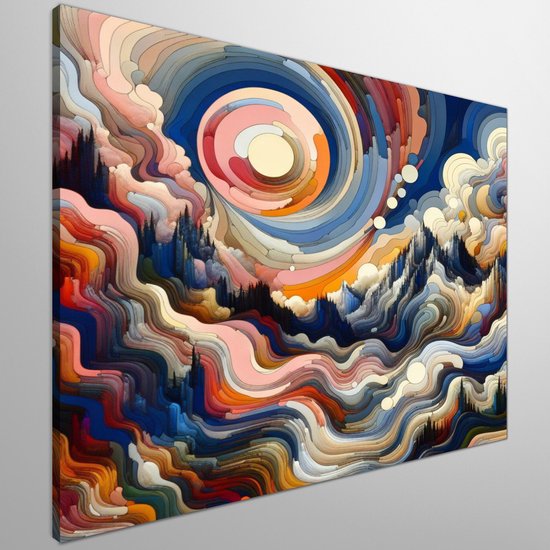 Abstract landschap schilderij | Vibrant Horizon: A Surreal Fusion of Abstract and... | bol