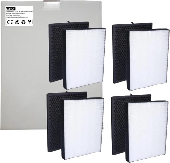 4x vervangingsfilterset voor Philips AC2889, AC2887, AC2882, AC3829/10 ...