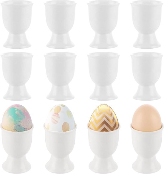 Eierdopjes Porselein Witte Ronde Eierdopjes - Set van 12 Grappig Eierdopjesset voor... | bol