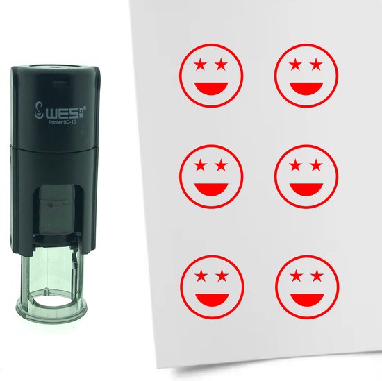CombiCraft Stempel Smiley Trots 10mm rond - Rode inkt | bol