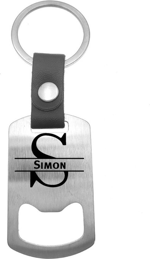 Luxe Sleutelhanger RVS - Leer - Simon | bol