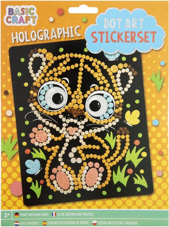 Holografisch dot art sticker set tijger | bol