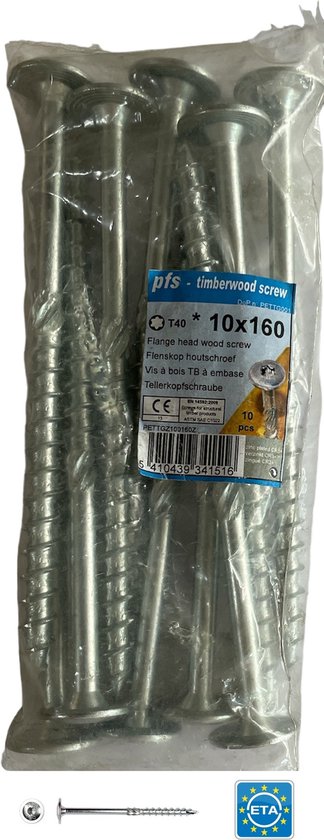 PFS+ schroeven - houtschroef tellerkopschroef 10x160mm Tx40 - 10 stuks ...