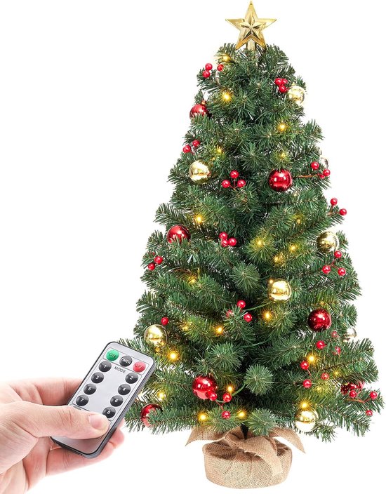 Mini Kerstboom met 50 Warmwitte leds 8 Lichtmodi, Dennenboom met ...