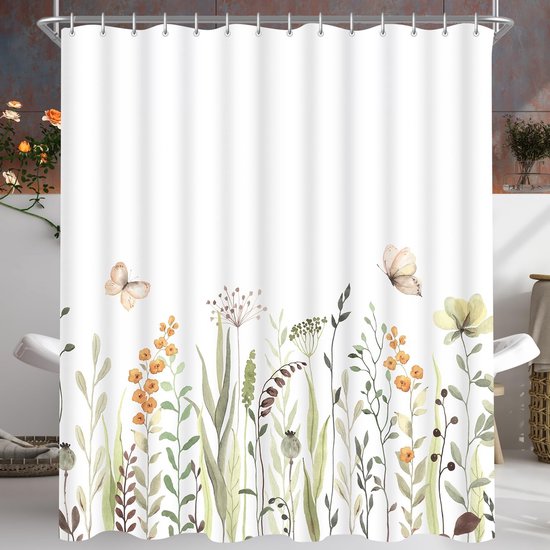 Selbro ® Stijlvolle Douchegordijn met Vlinderbloem Motief en ...