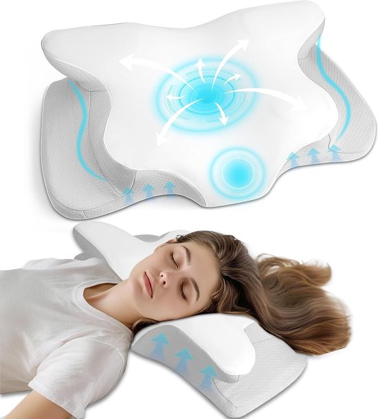 Orthopedisch Traagschuim Hoofdkussen met Neksteun - Ergonomisch Kussen tegen Nekpijn... | bol