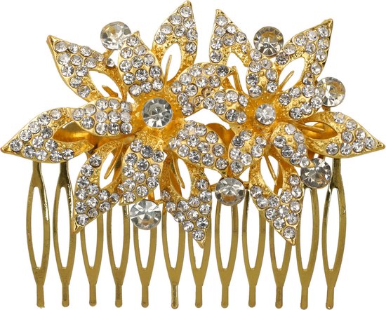 Sierkam Bloemen Fantasie Strass Steentjes Goud Haarpin Haarspeld ...
