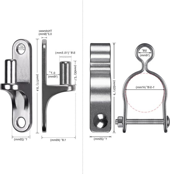 Wall Mount 304 Stainless Steel Tube Gate Hinge Set | 1-5/8'' Chain Link ...