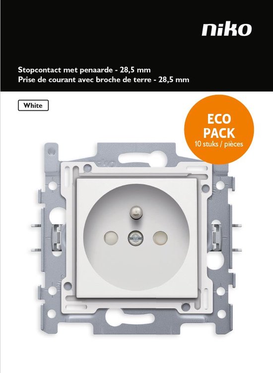 NIKO Original White inbouw stopcontact - penaarde - enkelvoudig - 10 ...