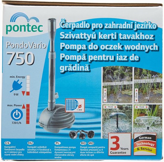 Water Pump Pontec 56465 PondoVario 750 - Pond Fountain Pump for Water ...