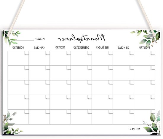 Afwasbare maandplanner - maandkalender - acryl wandkalender - to-do ...