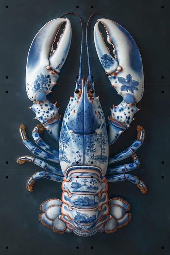 IXXI Delfts Blauwe kreeft - Zwart - Wanddecoratie - 60 x 40 cm | bol