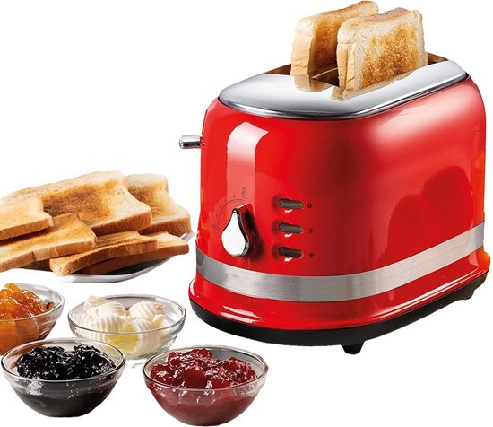 Broodrooster met Tostiklemmen - Toaster - Broodroosters - Rood | bol
