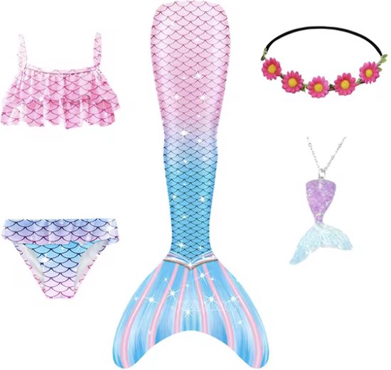 Zeemeermin Zwem Outfit - Maat: 140 - Exclusief Monovin - Bikini ...