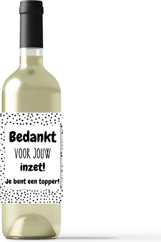 Wijnetiket Bedankt Jouw Inzet | Flesetiket | Zakelijk Cadeau Bedanken | Topper | bol