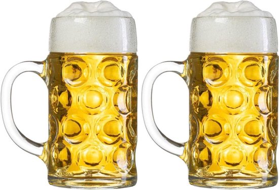 Oktoberfest Bierpul 1 liter - 2 stuks - feestartikelen | bol