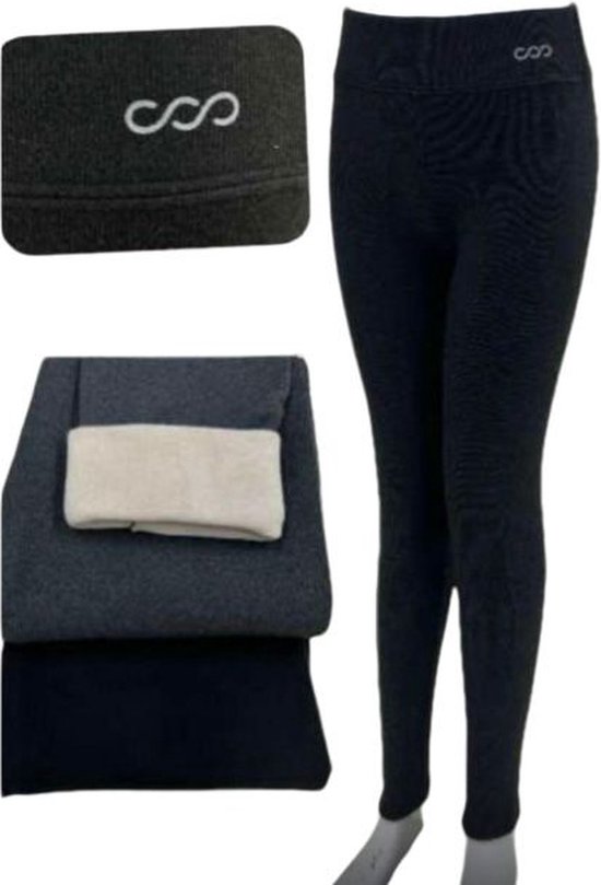 Fleece Thermo legging | Thermo broek | Warm gevoerd legging | S/M 36-38 | Zwart | bol
