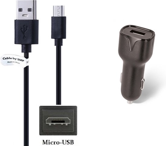 OneOne auto oplader + 0,50m standaard USB C kabel. 2.1A lader ...