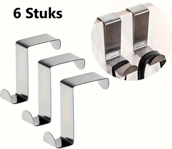 Set Van 6 RVS Deurhaken I Ophanghaak I Deurhaak I Handdoekhaak I ...