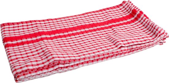 Handdoek, ft 50 x 70 cm, gewafeld, rood, pak van 3 stuks | bol