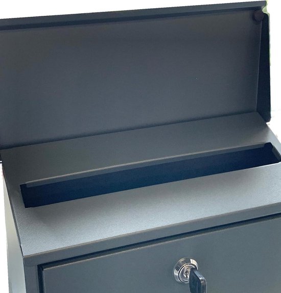 Wall Mounted Large Steel Lockable Post Letter Box - Weatherproof Black ...