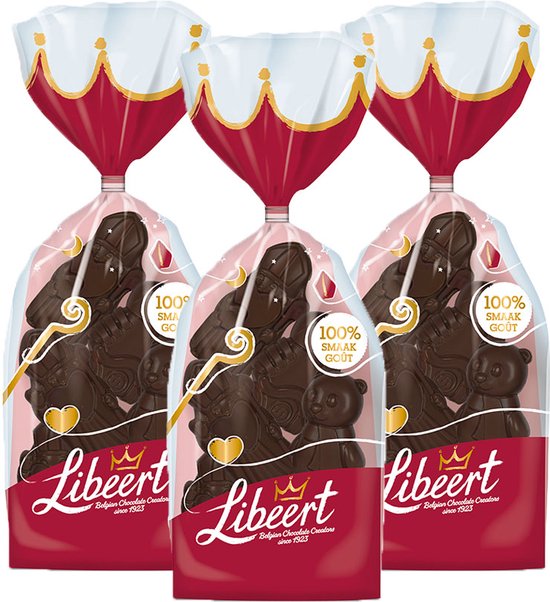 Libeert chocoladefiguren van de Sint - 3 zakken - pure chocolade - 175g ...