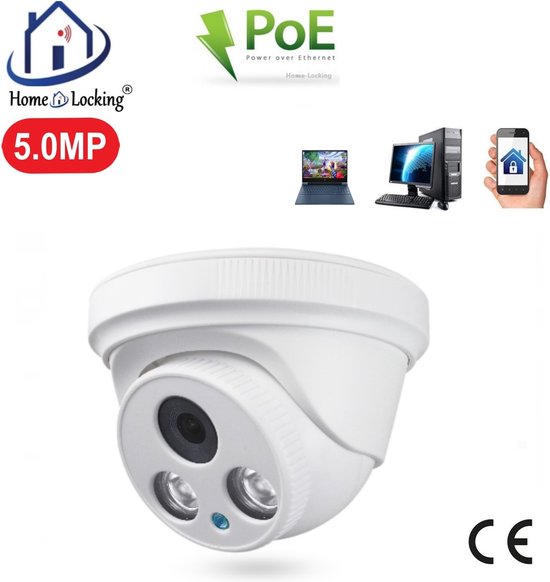 Home-Locking POE IP-camera dome (metaal) met bewegingsdetectie 5.0MP.C ...