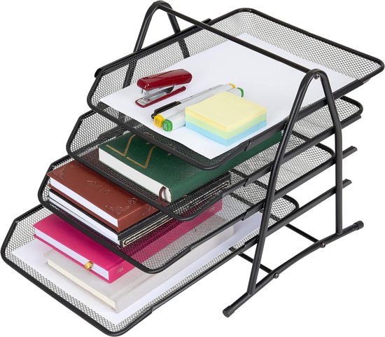 Desk Organizer Mesh 4 Tier Storage Organizer- Filing Letters Paperwork ...