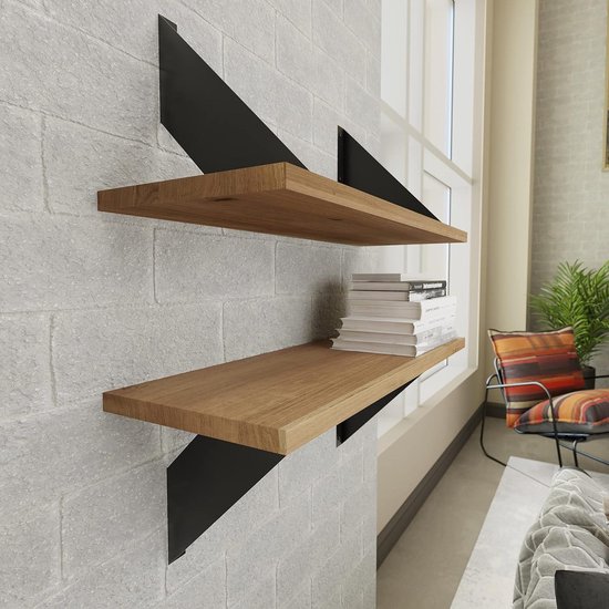 Moderne wandplank houder - set van 4 zwarte plankdragers - plankhoek ...