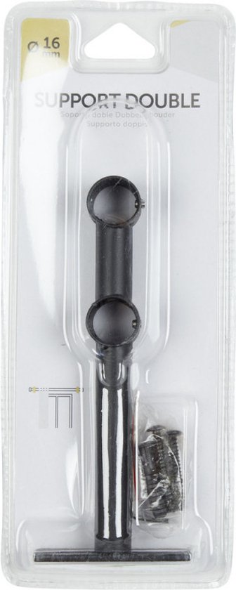 Gifi Diffusion - Dubbele houder voor gordijnrails - Ø16mm - zwart ...