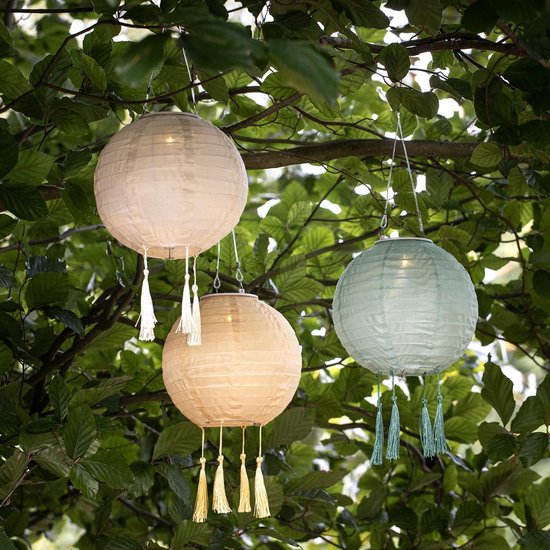 Lucena set van 3 turquoise led-lampions voor buiten - weerbestendige ...