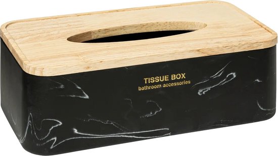 5Five Luxe Tissuedoos/tissuebox Alexa - zwart/naturel - polyresin/hout ...