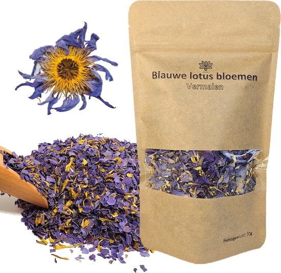 Egyptische blauwe lotus - Vermalen bloemen - 30 gram - Meditatie Thee ...
