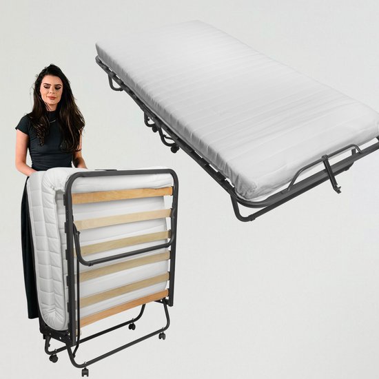 Troonz® Lit Pliant Verona 90x200 - Lit Simple Pliable Lit d'appoint Lit ...