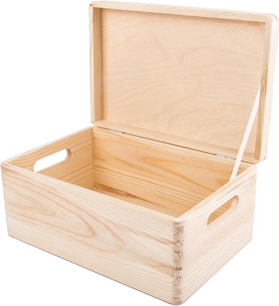 Opberg-Kist 30 x 20 x 14 cm Grote Houten Doos Met Deksel - Documenten ...
